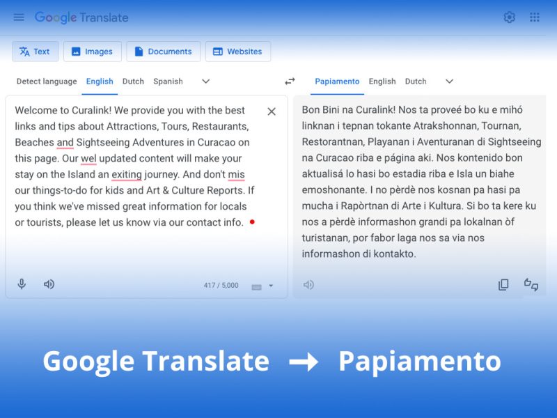 Papiamento Added to Google Translate - CURALINK